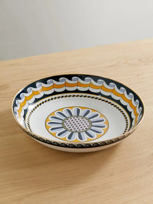La DoubleJ Napoli Printed Poreclain Pasta Bowl - Blue