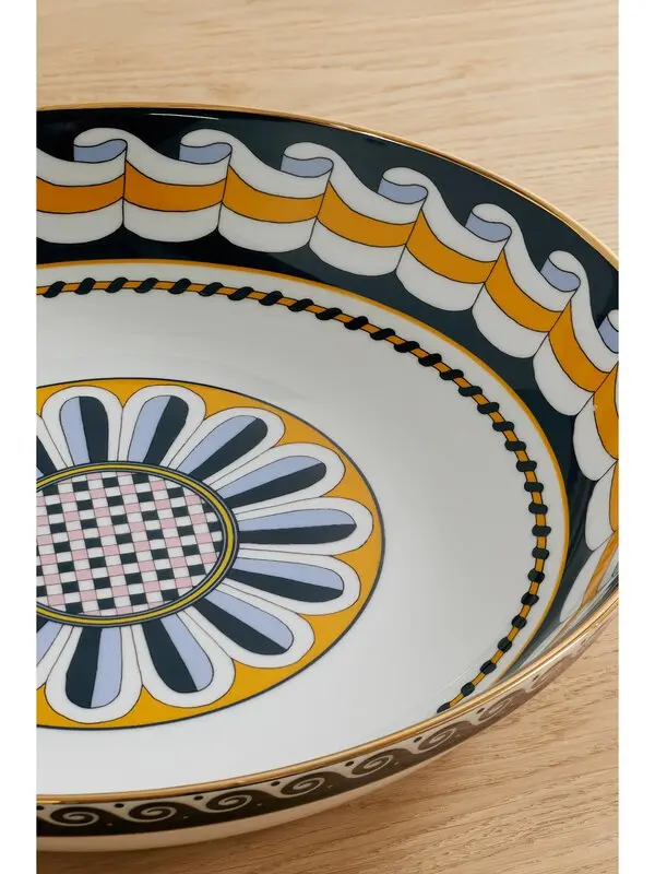 La DoubleJ Napoli Printed Poreclain Pasta Bowl - Blue