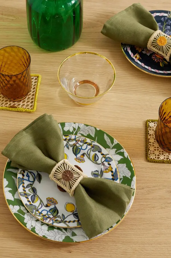 La DoubleJ Set Of Four Raffia Napkin Rings