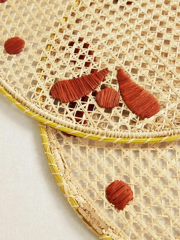 La DoubleJ Set Of Two Embroidered Raffia Placemats