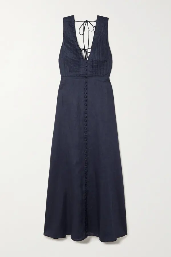 Joslin Net Sustain Grace Pintucked Linen-Batiste Maxi Dress In Blue - 50%  Off | Editorialist
