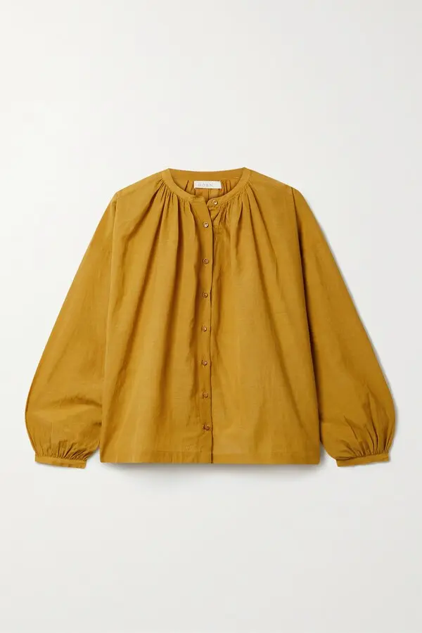 DÔEN Net Sustain Jane Ruffled Organic Cotton Voile Blouse