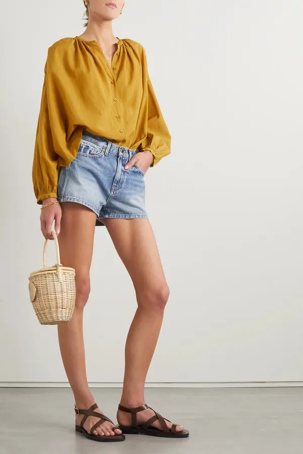 DÔEN Net Sustain Jane Ruffled Organic Cotton Voile Blouse
