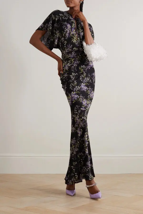 Norma Kamali Floral-print Georgette Gown