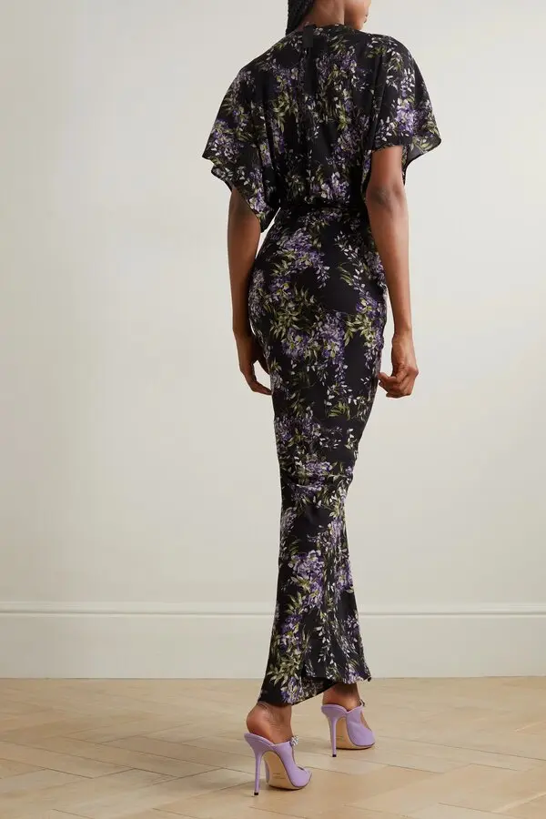 Norma Kamali Floral-print Georgette Gown
