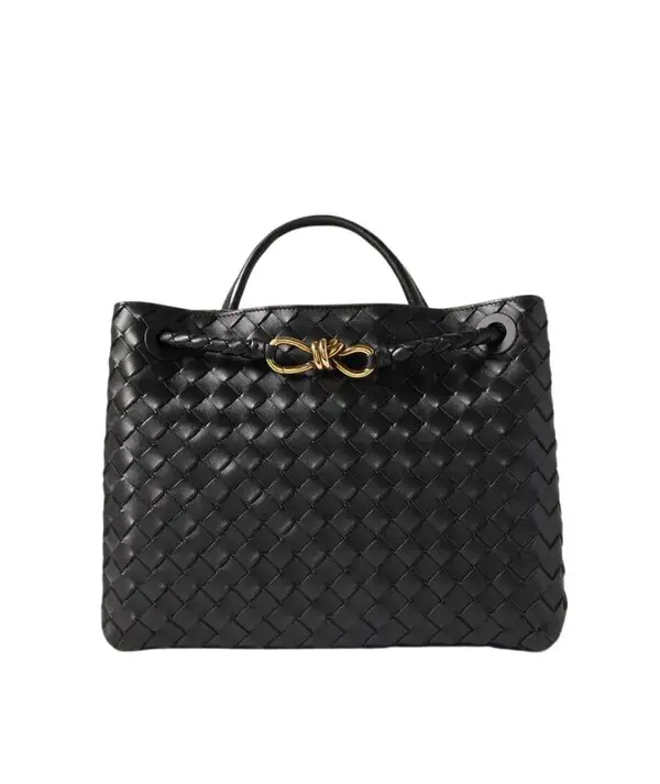 Bottega Veneta Andiamo Medium Woven Leather Tote - Black