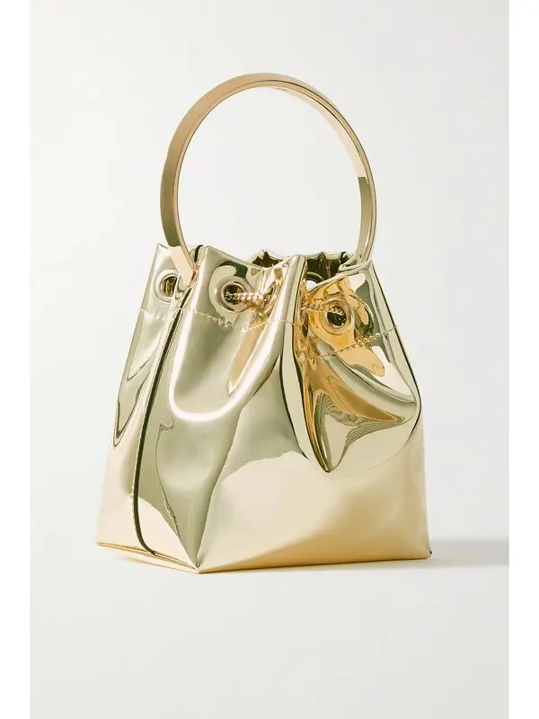 JIMMY CHOO Bon Bon Metallic Mirrored-leather Bucket Bag - Gold