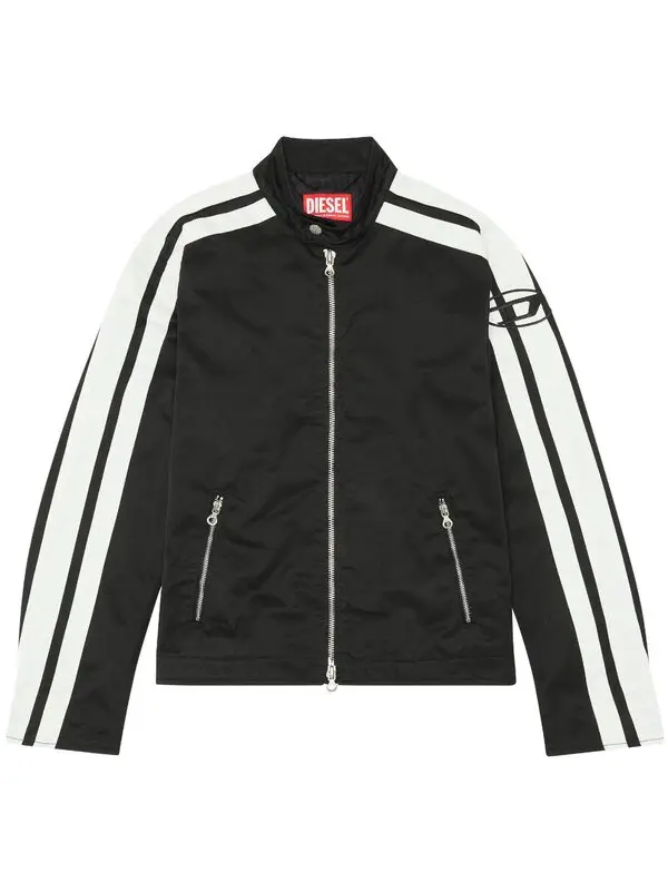 Diesel J-Beck Logo-Embroidered Biker Jacket In Black - 30% Off