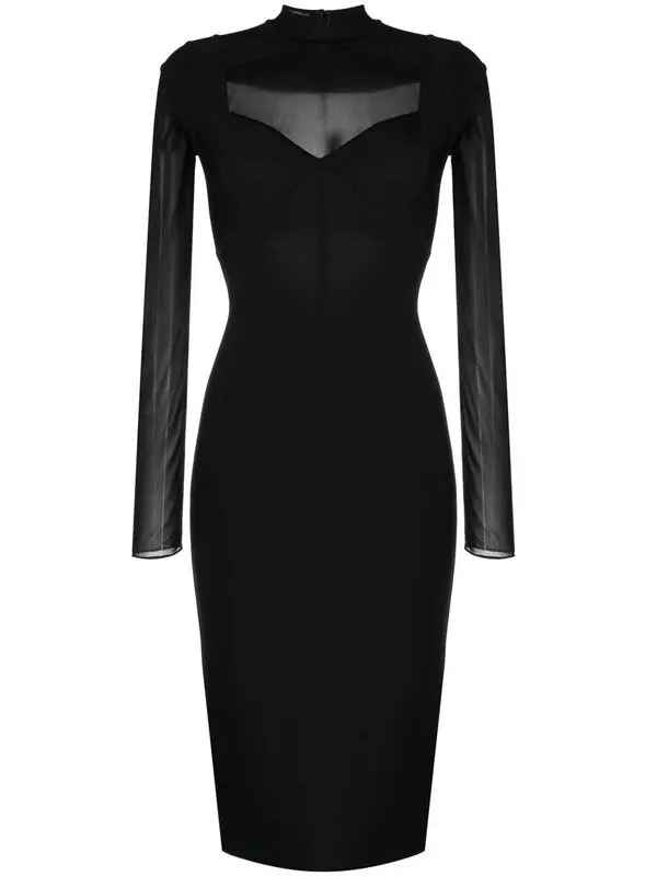 HERVE L. LEROUX Sheer-panel Dress - Black