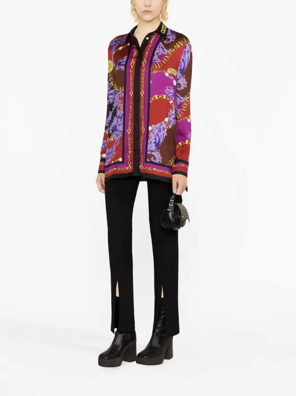 Versace Chain Couture-print Shirt - Pink