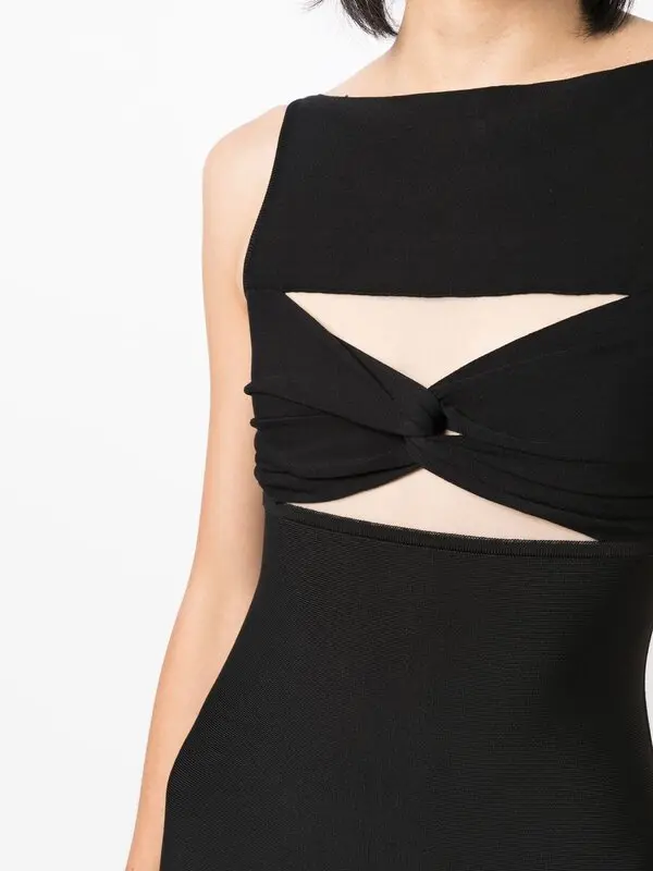 HERVE L. LEROUX Cut-out Bodice Pencil Dress