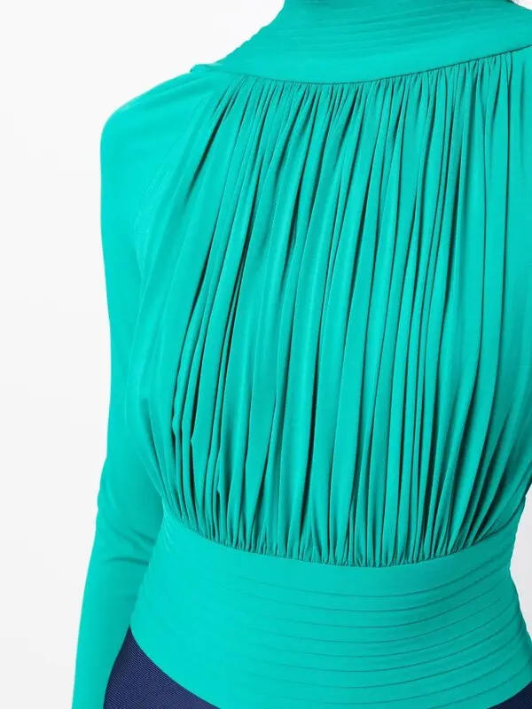 HERVE L. LEROUX Ruched Bodice Midi Dress
