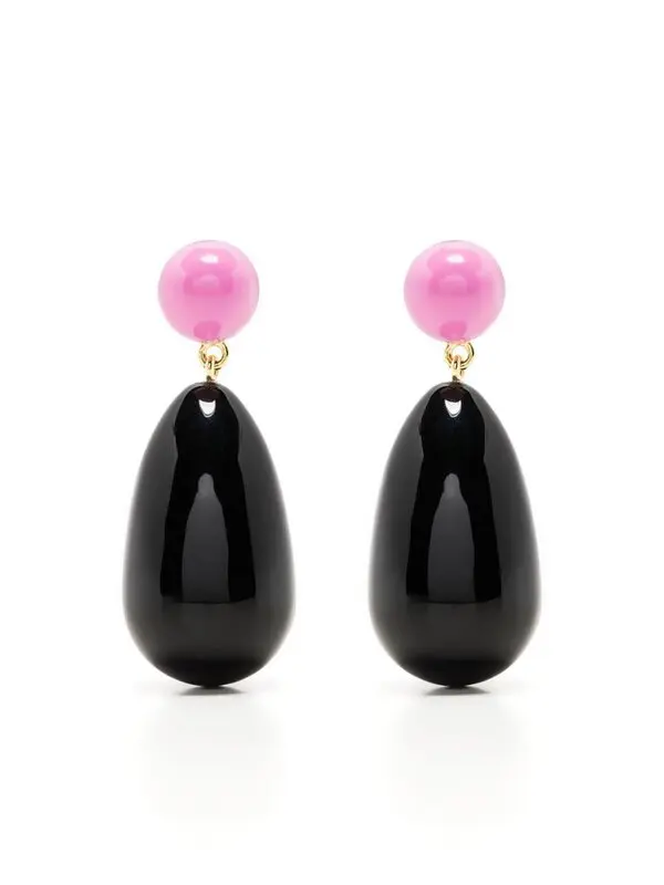 ESHVI Enamel Drop Earrings - Black