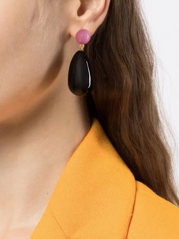 ESHVI Enamel Drop Earrings - Black