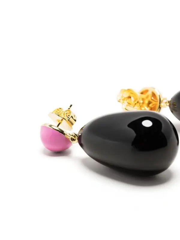 ESHVI Enamel Drop Earrings - Black