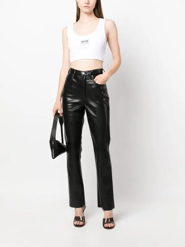 Moschino Logo-embroidered Ribbed Crop Top