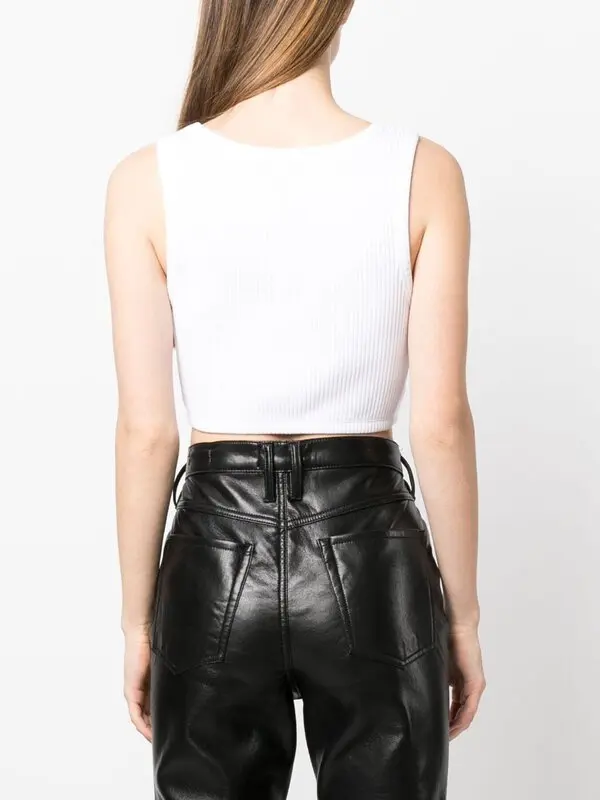 Moschino Logo-embroidered Ribbed Crop Top