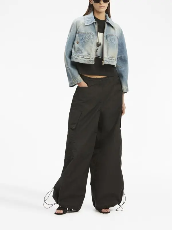 Palm Angels Paris Cropped Denim Jacket - Blue