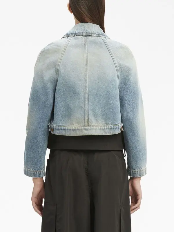 Palm Angels Paris Cropped Denim Jacket - Blue