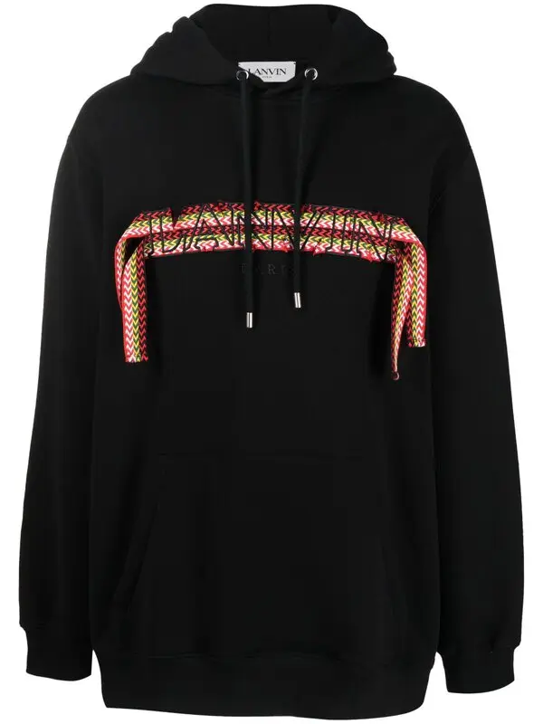 LANVIN Oversized Logo-appliqué Hoodie - Black