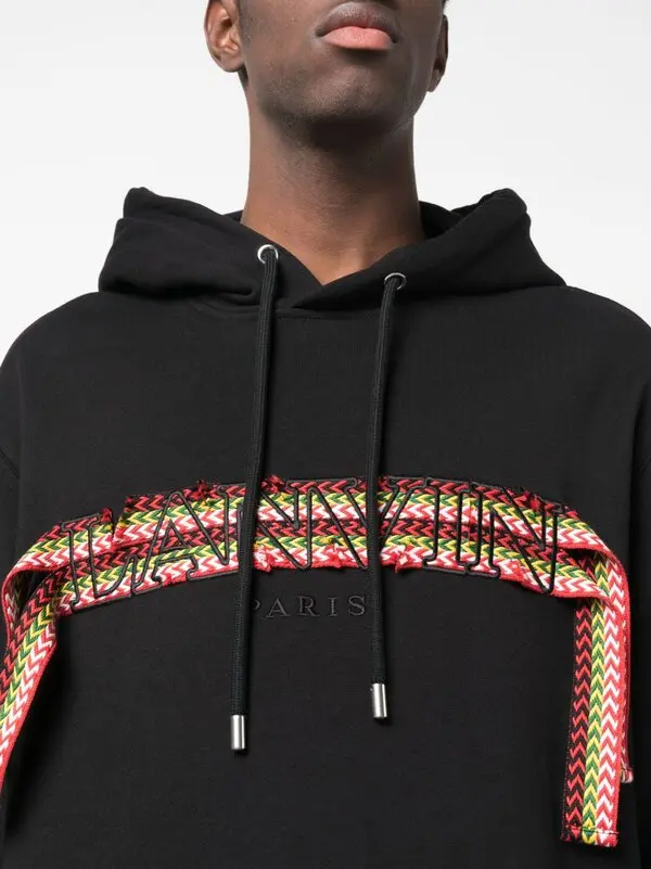 LANVIN Oversized Logo-appliqué Hoodie - Black