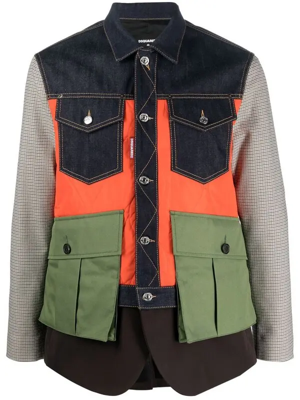 Dsquared2 Patchwork Cotton Jacket - Blue
