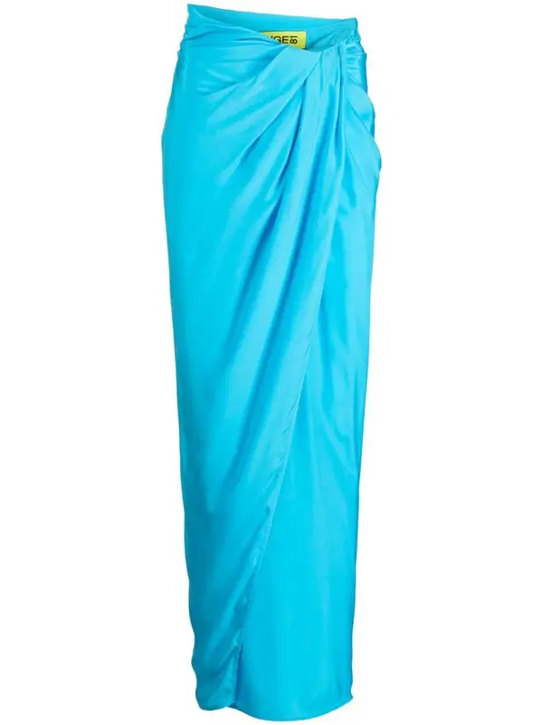 Gauge81 Aqua Silk Draped Maxi Skirt