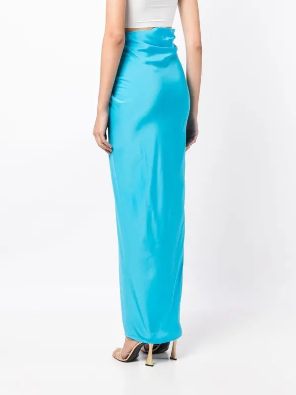 Gauge81 Aqua Silk Draped Maxi Skirt