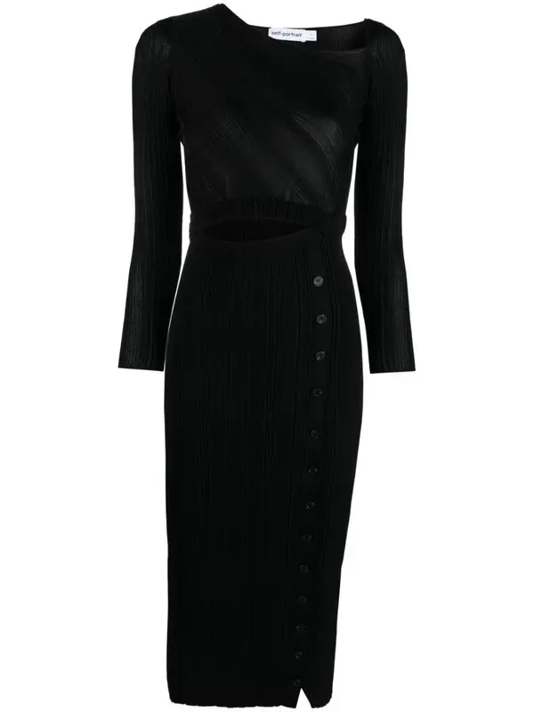SELF-PORTRAIT Cut-out Ribbed-knit Midi Dress