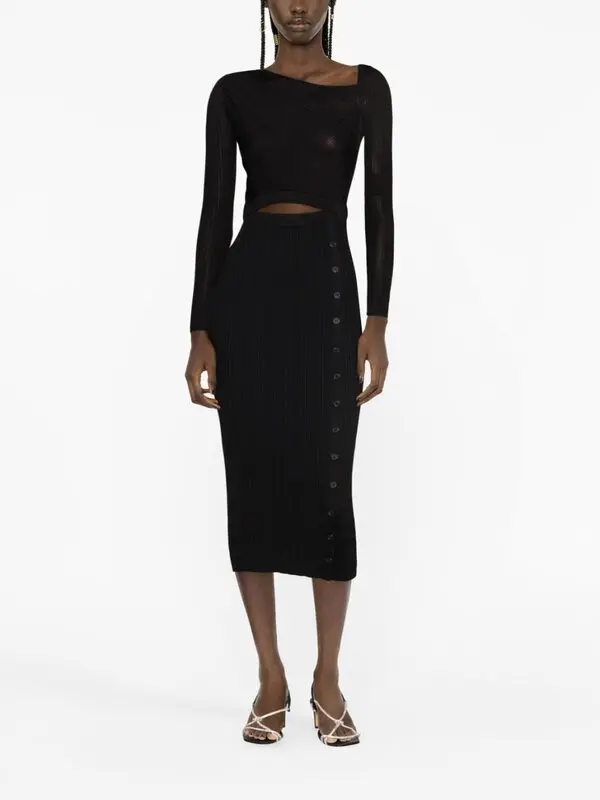 SELF-PORTRAIT Cut-out Ribbed-knit Midi Dress