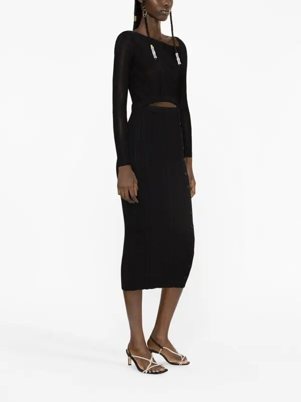 SELF-PORTRAIT Cut-out Ribbed-knit Midi Dress