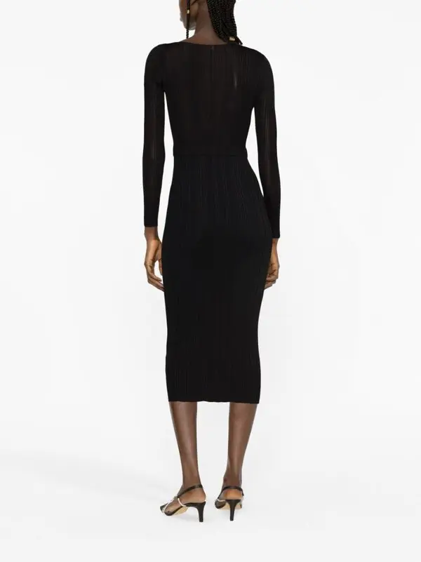 SELF-PORTRAIT Cut-out Ribbed-knit Midi Dress