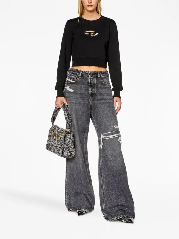 DIESEL® F-slimmy-od Cropped Sweatshirt - Black