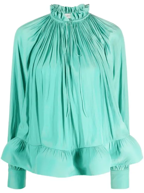 LANVIN Ruffled Gathered Blouse - Green