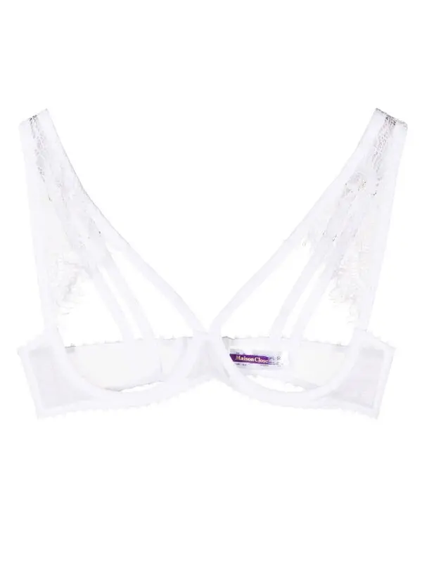 MAISON CLOSE Accroche Coeur Cut-out Detail Bra - White