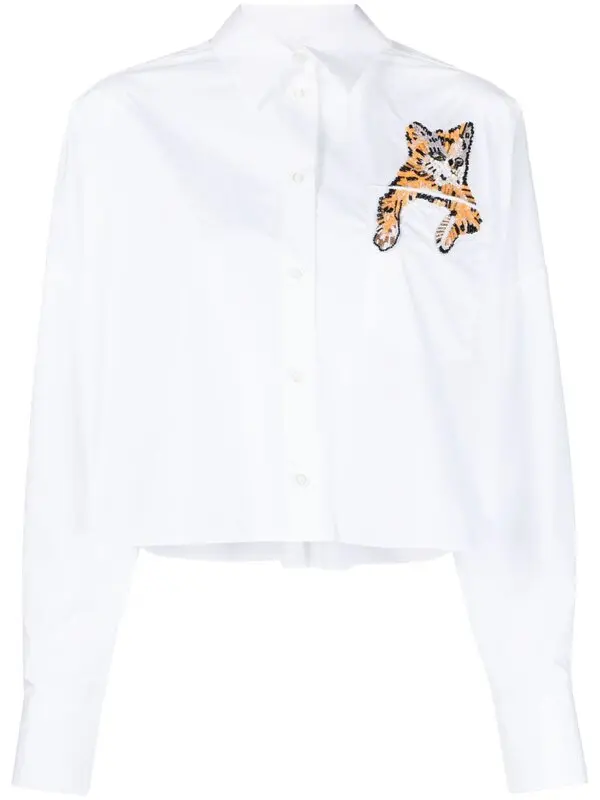 MSGM Sequin-embellished Cotton Shirt - White