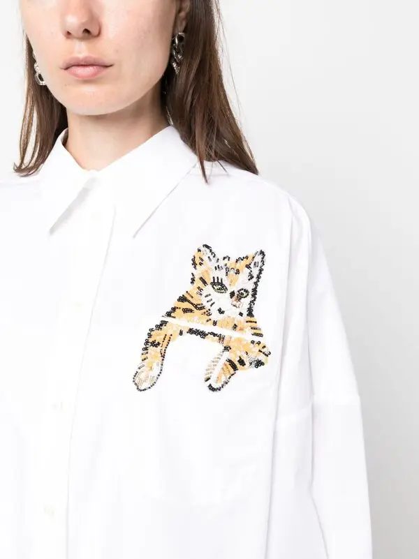 MSGM Sequin-embellished Cotton Shirt