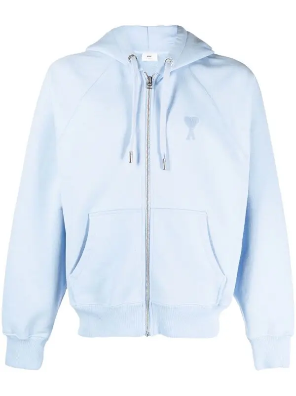 AMI Paris Embroidered-logo Zip-fatening Hoodie