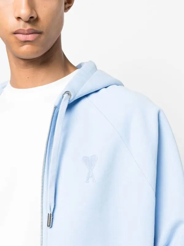 AMI Paris Embroidered-logo Zip-fatening Hoodie