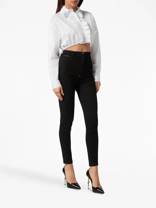 Philipp Plein Cropped Ruffled Shirt - White