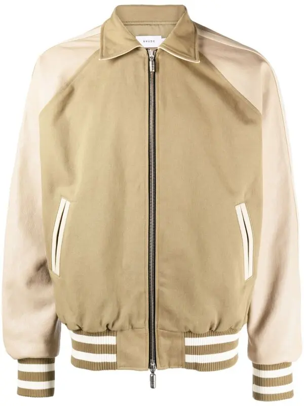 Rhude Logo-patch Varsity Jacket - Brown