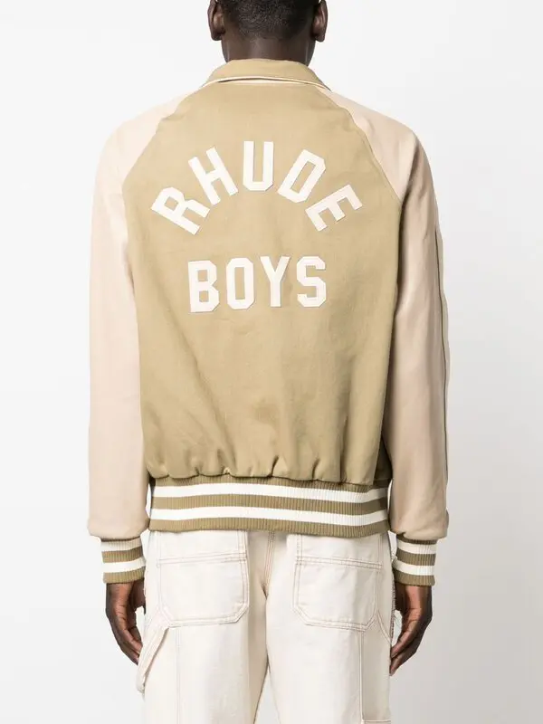 Rhude Logo-patch Varsity Jacket - Brown