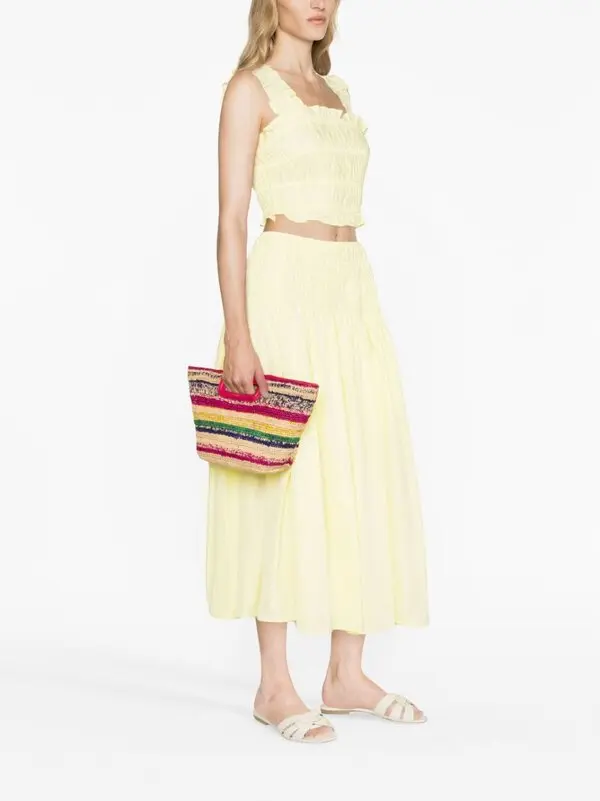 Maje Mini Striped Raffia Tote Bag