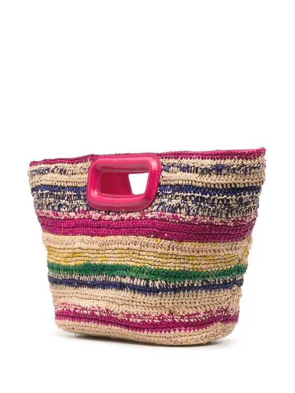 Maje Mini Striped Raffia Tote Bag