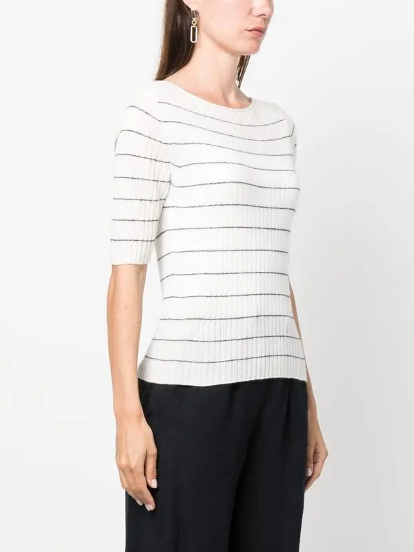Vince Boat-neck Striped Knit Top