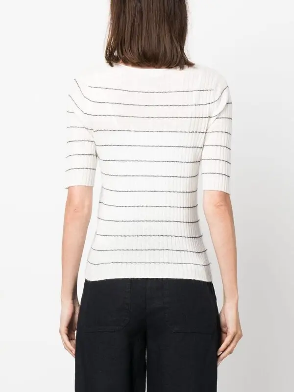 Vince Boat-neck Striped Knit Top