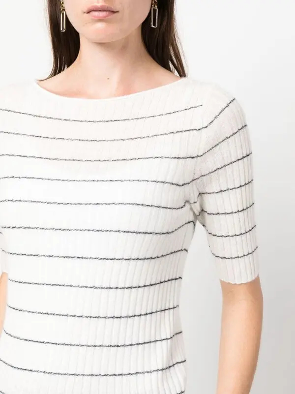 Vince Boat-neck Striped Knit Top