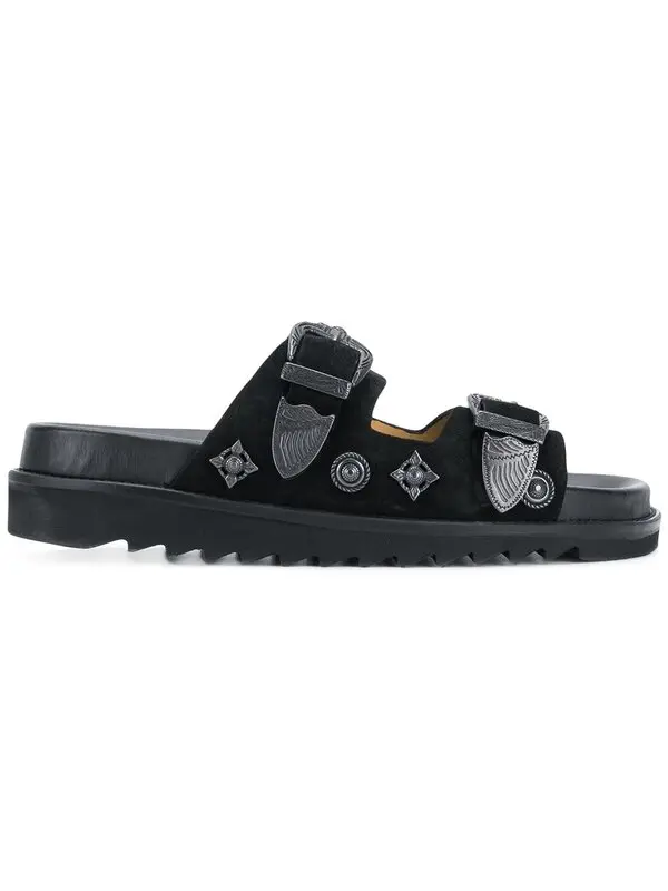 Toga Buckle Strap Sandals - Black