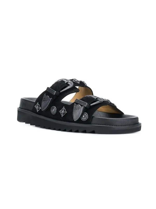 Toga Buckle Strap Sandals - Black