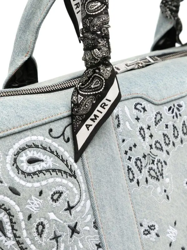Amiri Bandana-embroidery Denim Holdall